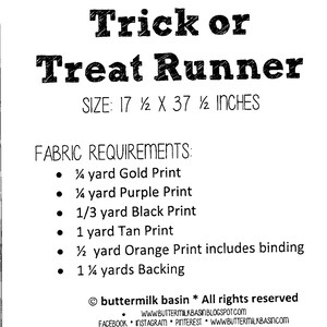Trick or Treat Runner *table Runner Sewing Pattern* From: Buttermilk ...