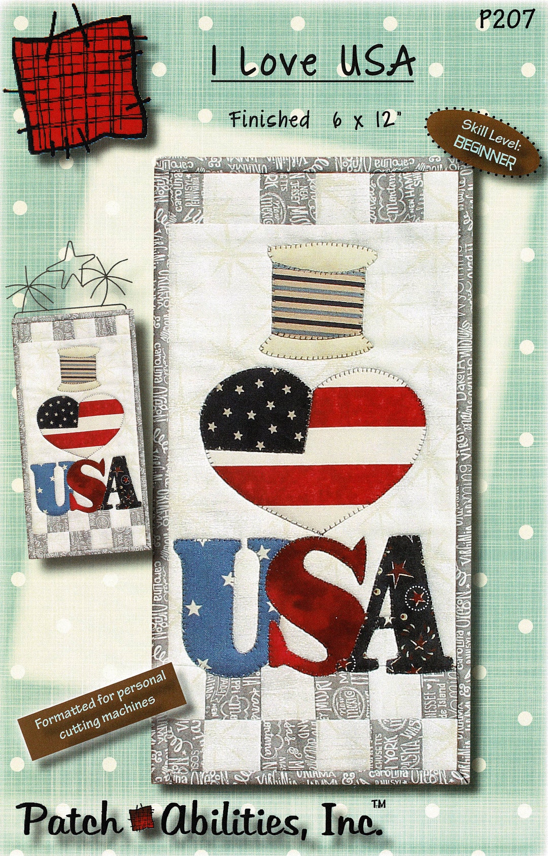 I Love USA *quilted Applique Wall Hanging Pattern* From: Patch Abilities - Etsy