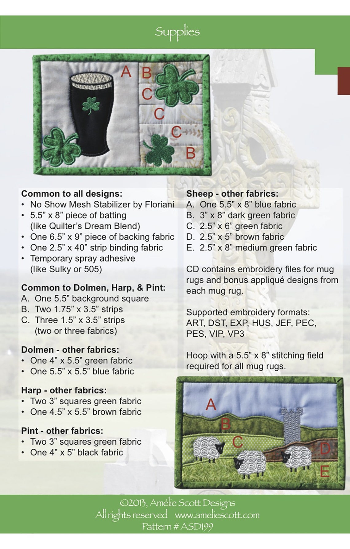 Irish Mug Rugs machine Embroidery Designs From: Amelie Scott - Etsy