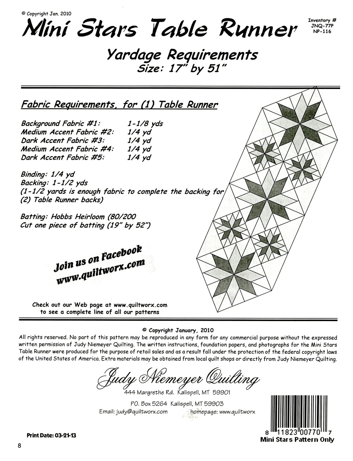 Mini Stars Table Runner foundation Paper Piecing Pattern By: - Etsy