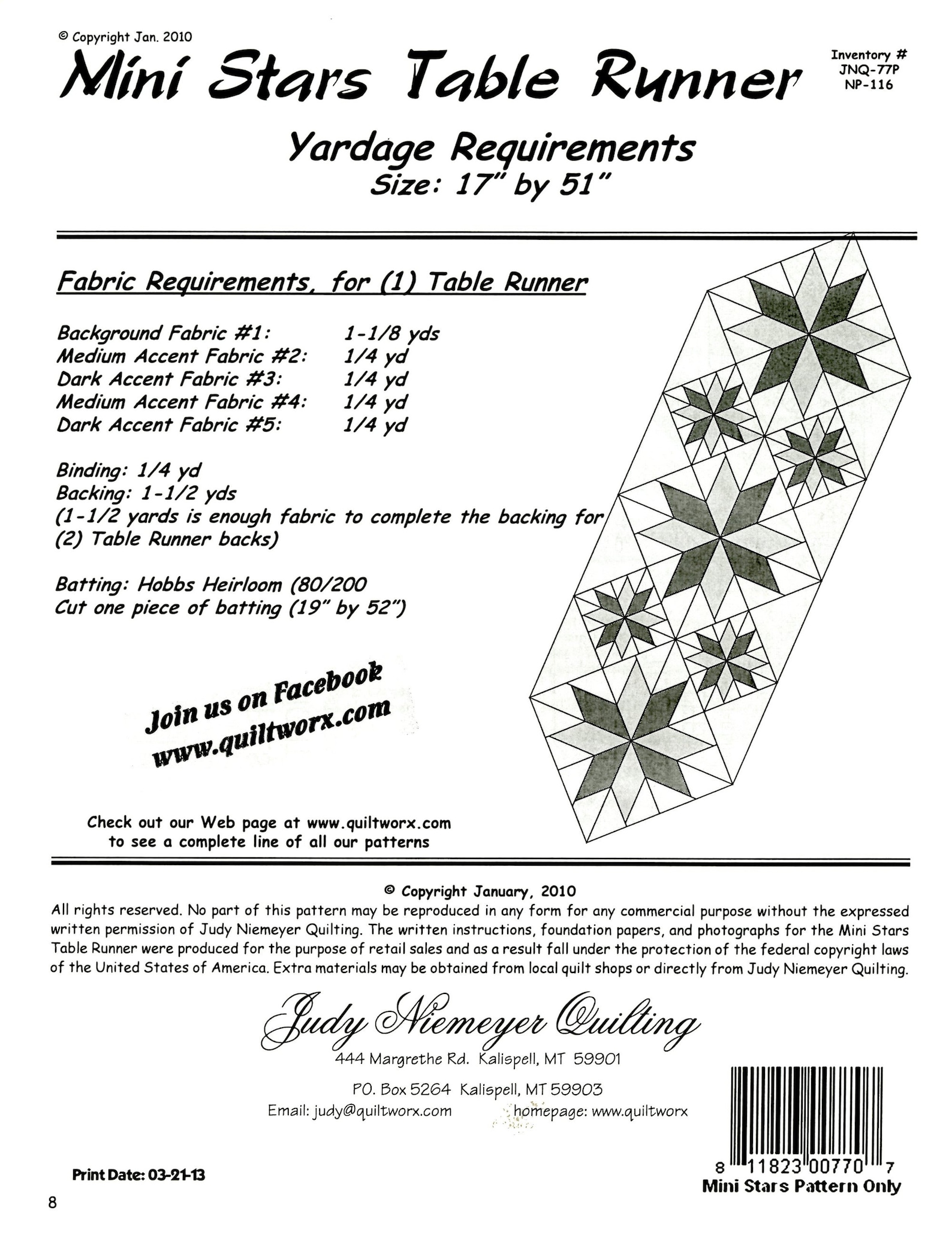 Mini Stars Table Runner foundation Paper Piecing Pattern By: - Etsy