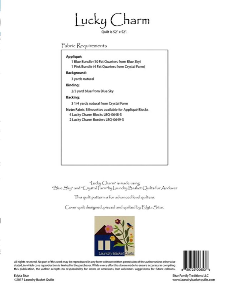 Lucky Charm applique Quilt Pattern By: Edyta Sitar Laundry - Etsy