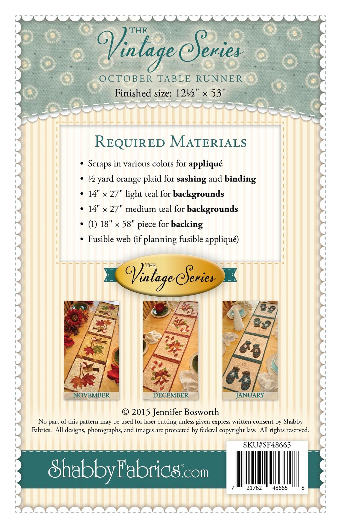 The Vintage Series: October Table Runner applique Sewing | Etsy