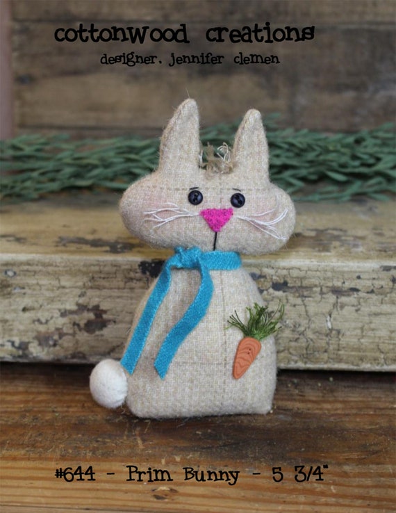 Prim Bunny rabbit Pincushion Sewing Pattern By: Jennifer - Etsy