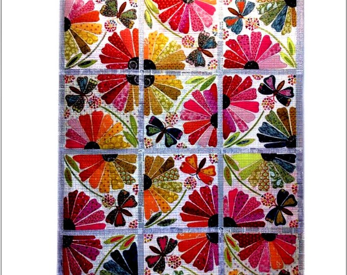 Garden Party applique Quilt Pattern By: Laura Heine Fiberworks - Etsy