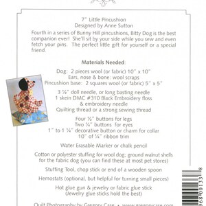 Bitty Dog Pincushion sewing Pattern From: Bunny Hill Designs - Etsy