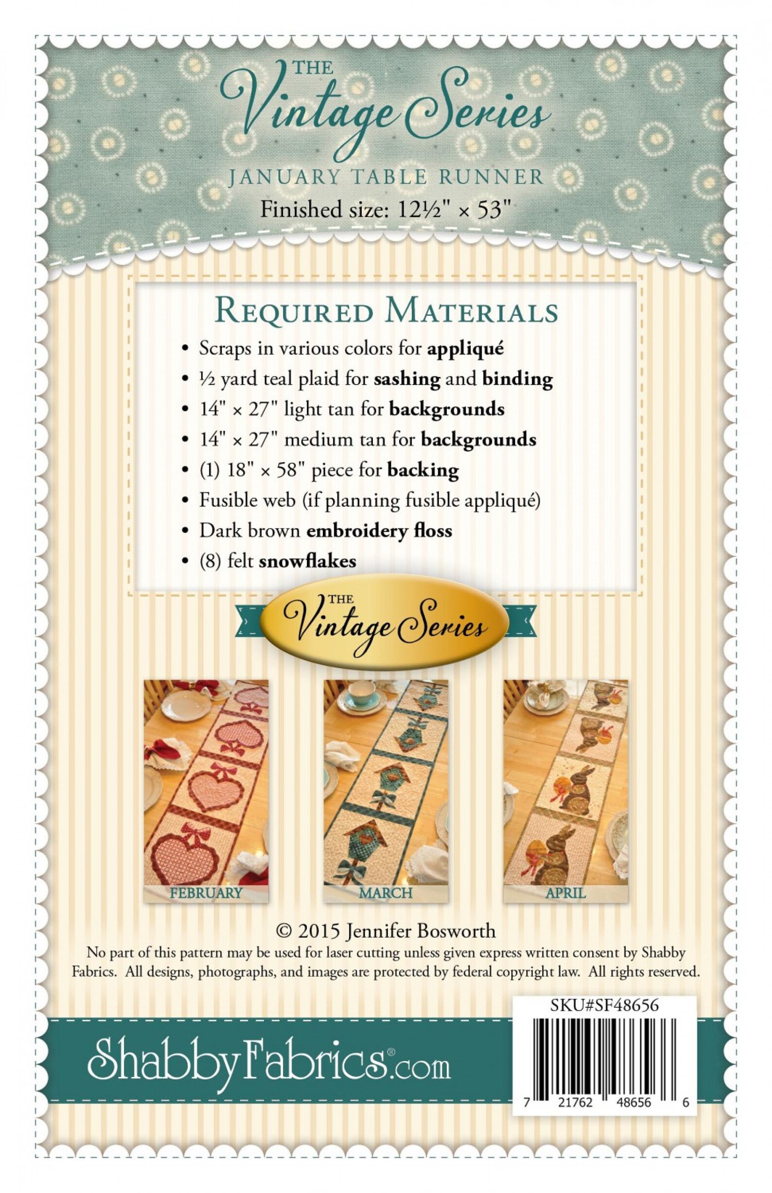 The Vintage Series: January Table Runner applique Sewing - Etsy