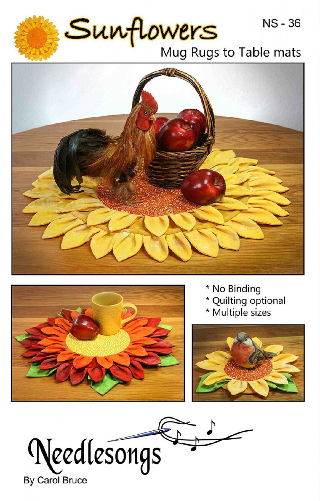 Sunflowers mug Rugs to Table Mats Pattern By: Carol Bruce Needlesons - Etsy