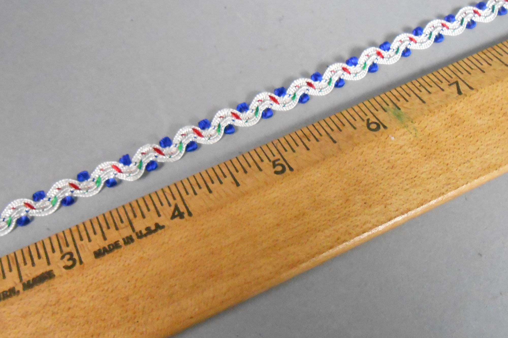 4 Yards Blue and Red Picot Edge Rick Rack Ric Rac Trim Vintage Home-sew ...