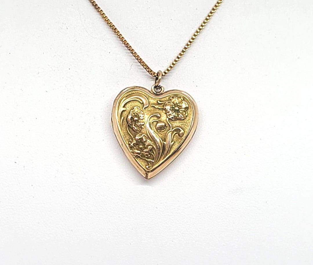 Antique Heart Locket Gold Filled Early 1900s Art Nouveau Floral - Etsy