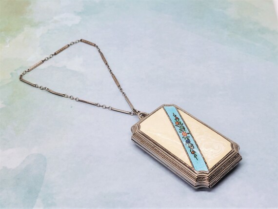 Antique Compact Art Deco Silver Hand Painted Guilloch… - Gem