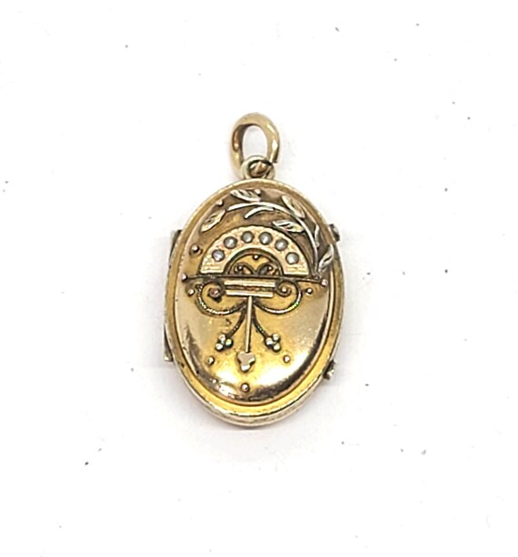 Antique Locket Pendant Gold Filled Pearls Victorian E… - Gem