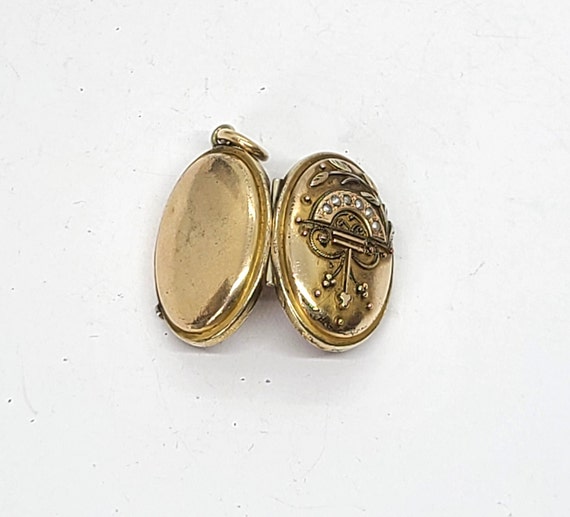 Antique Locket Pendant Gold Filled Pearls Victorian E… - Gem
