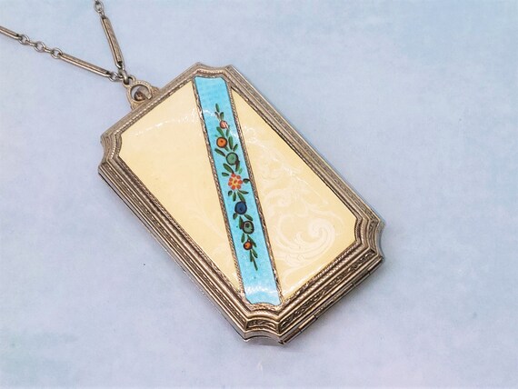 Antique Compact Art Deco Silver Hand Painted Guilloch… - Gem