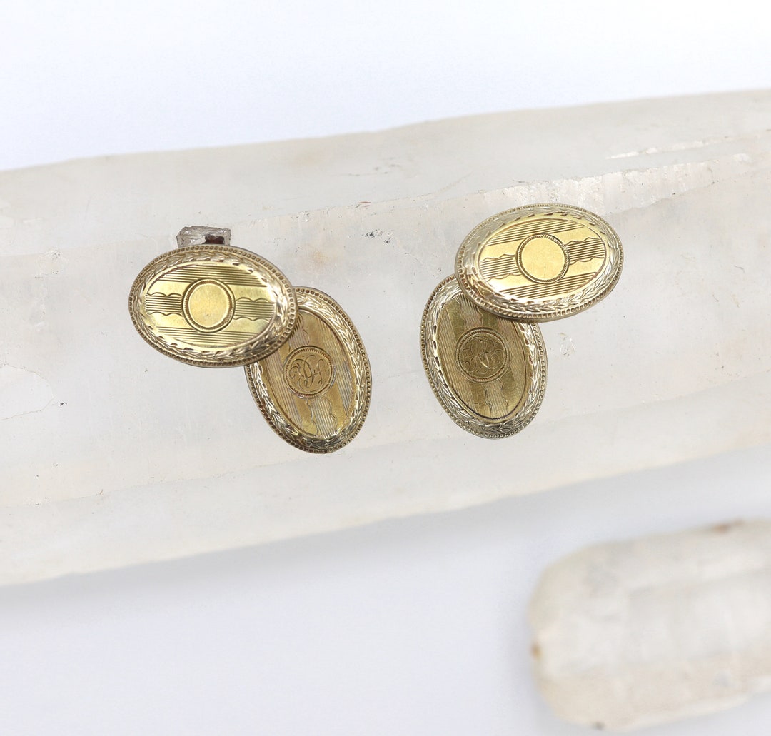 Antique 14k Gold Cuff Links: Victorian Monogrammed Engraved Design - Etsy