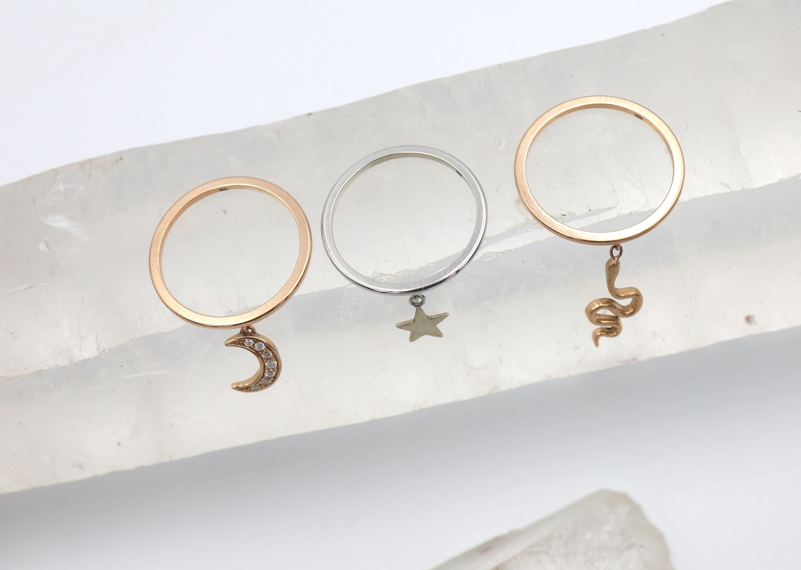 14k Solid Gold Charm Rings Pick Your Charm Ring - Etsy