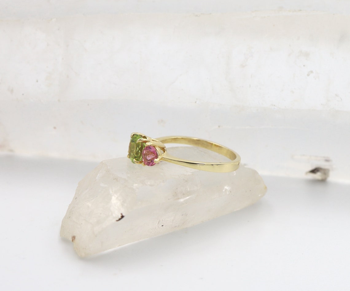 Vibrant Pastel Colors Classic Three Stone Engagement Ring With - Etsy