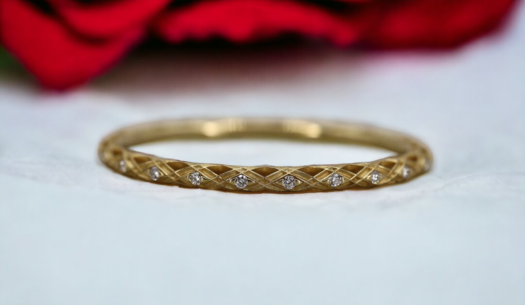 Pascal Lacroix Diamond Bangle Bracelet 14k Yellow Gold Lattice Design SYC113 - Etsy