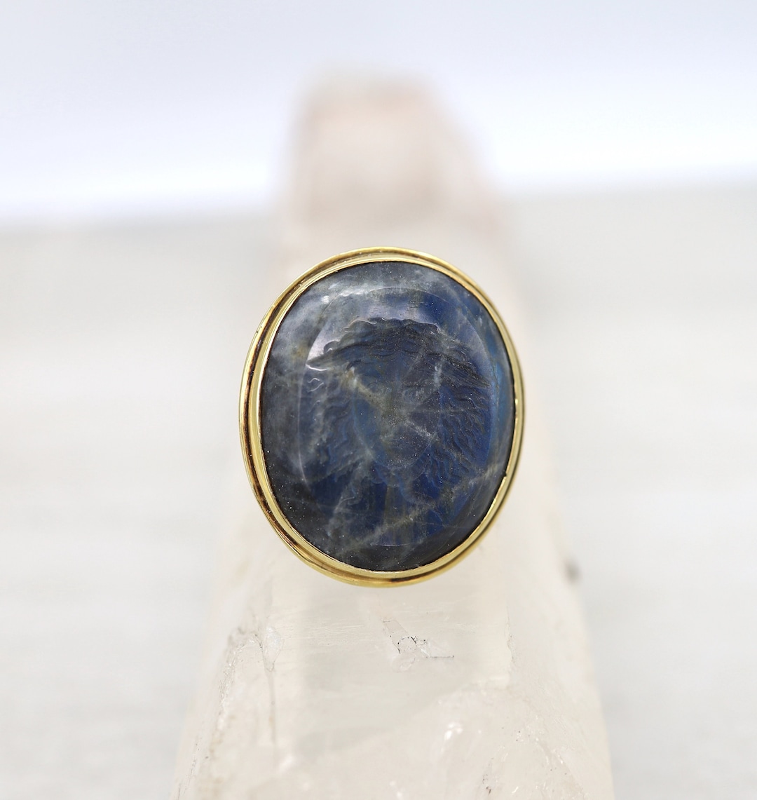 Victorian 14k Gold Labradorite Ring: Medusa Intaglio, Antique Signet - Etsy