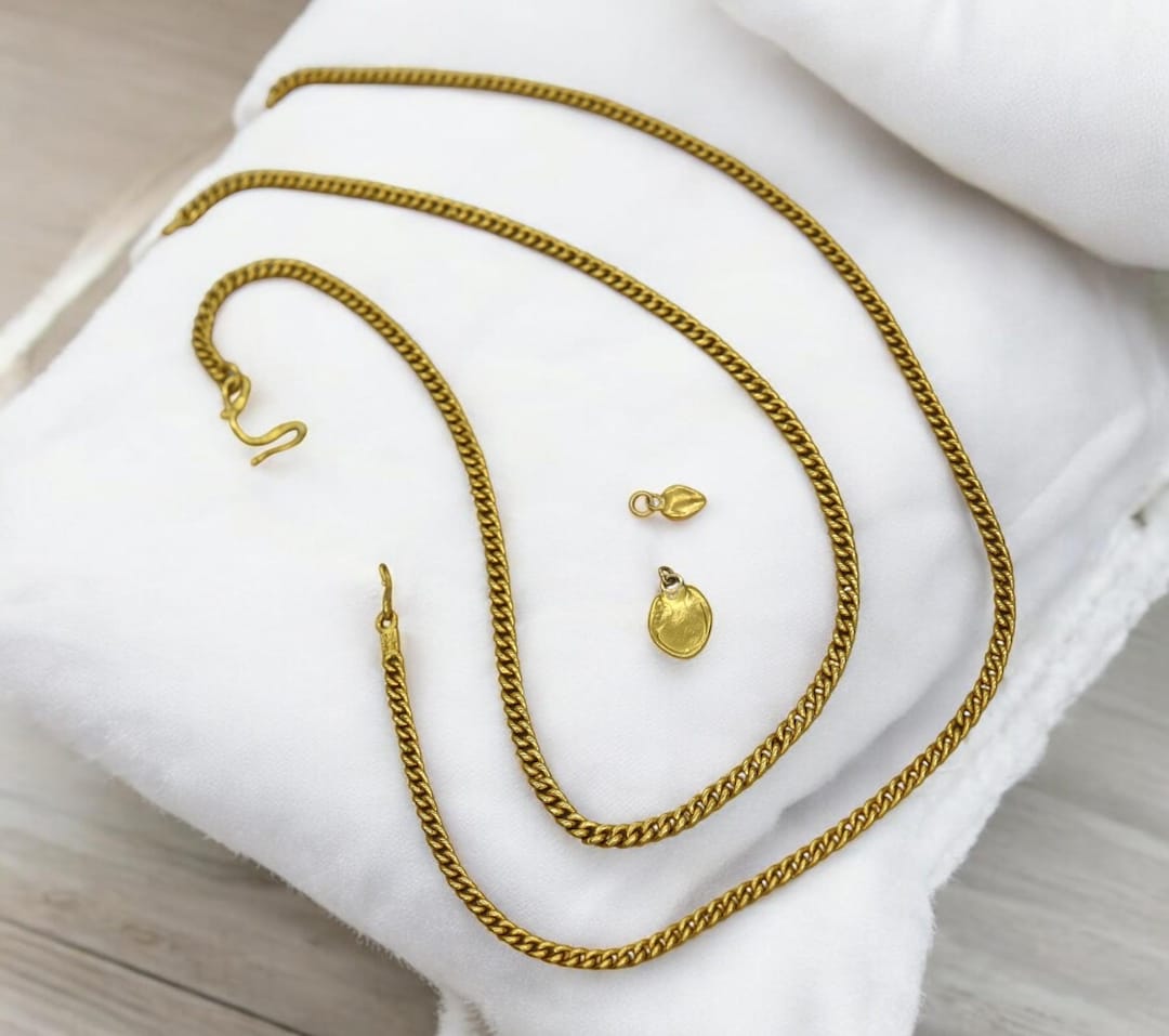 Antique 24k Yellow Gold Chinese Chain: Handmade Flat Curb Link - Etsy