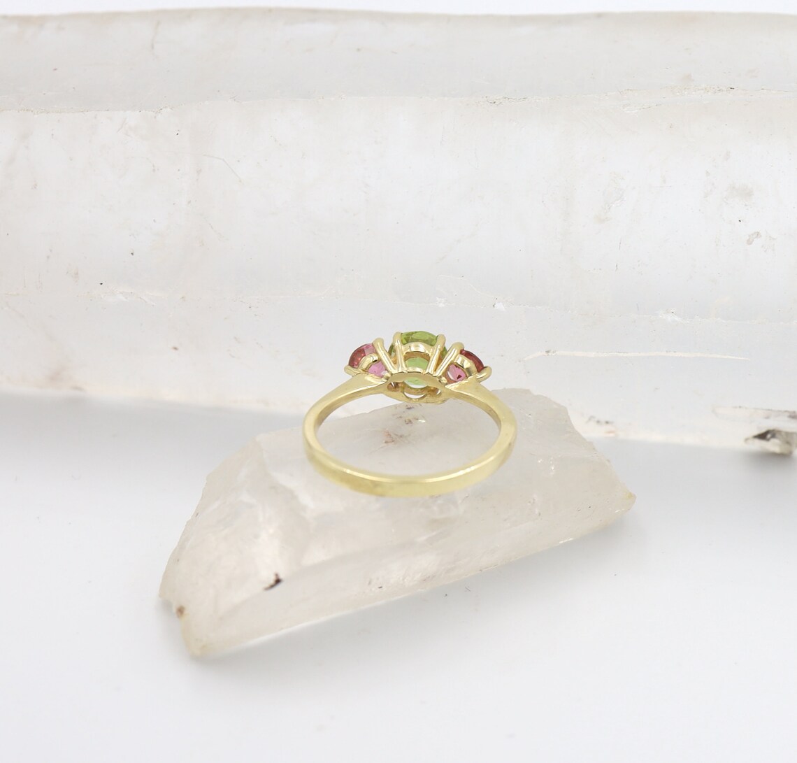 Vibrant Pastel Colors Classic Three Stone Engagement Ring With - Etsy