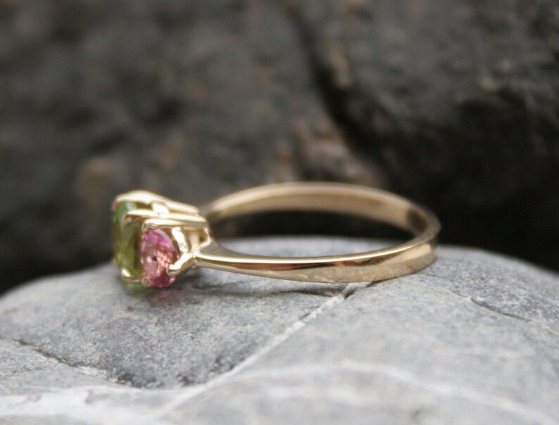 Vibrant Pastel Colors Classic Three Stone Engagement Ring with | Etsy