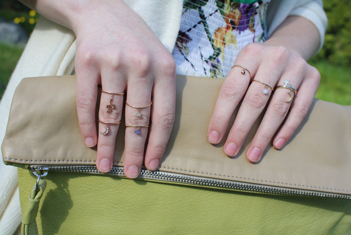 14k Solid Gold Charm Rings Pick Your Charm Ring - Etsy