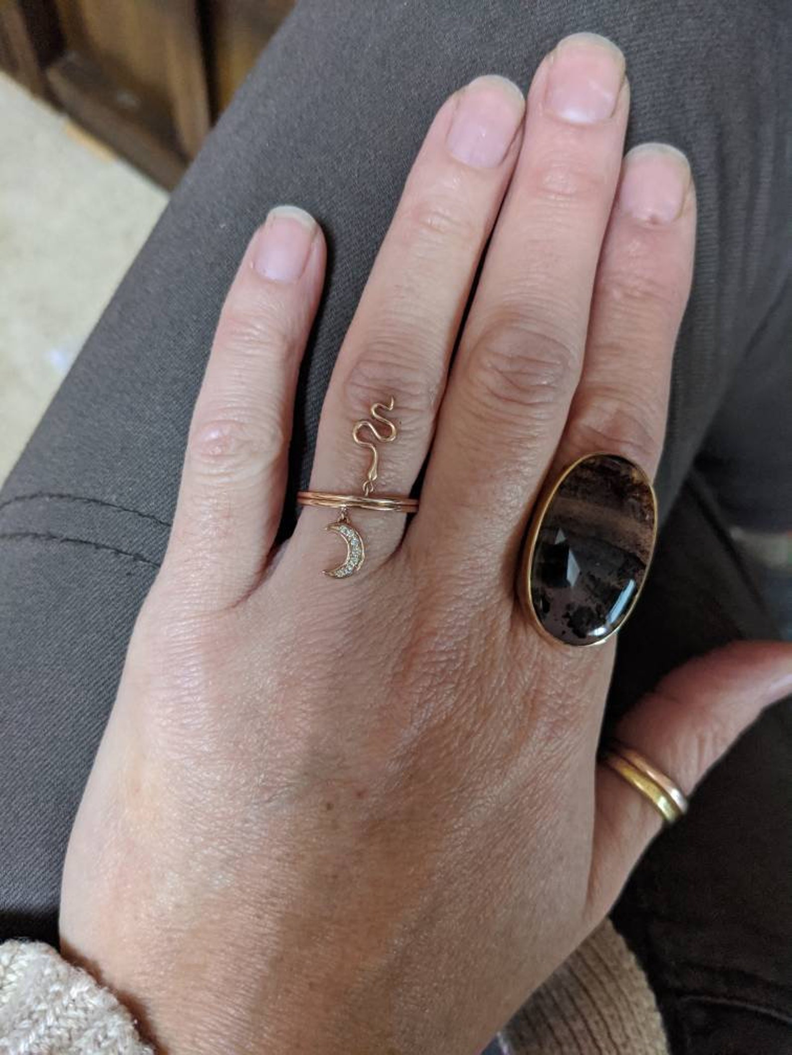 14k Solid Gold Charm Rings Pick Your Charm Ring - Etsy