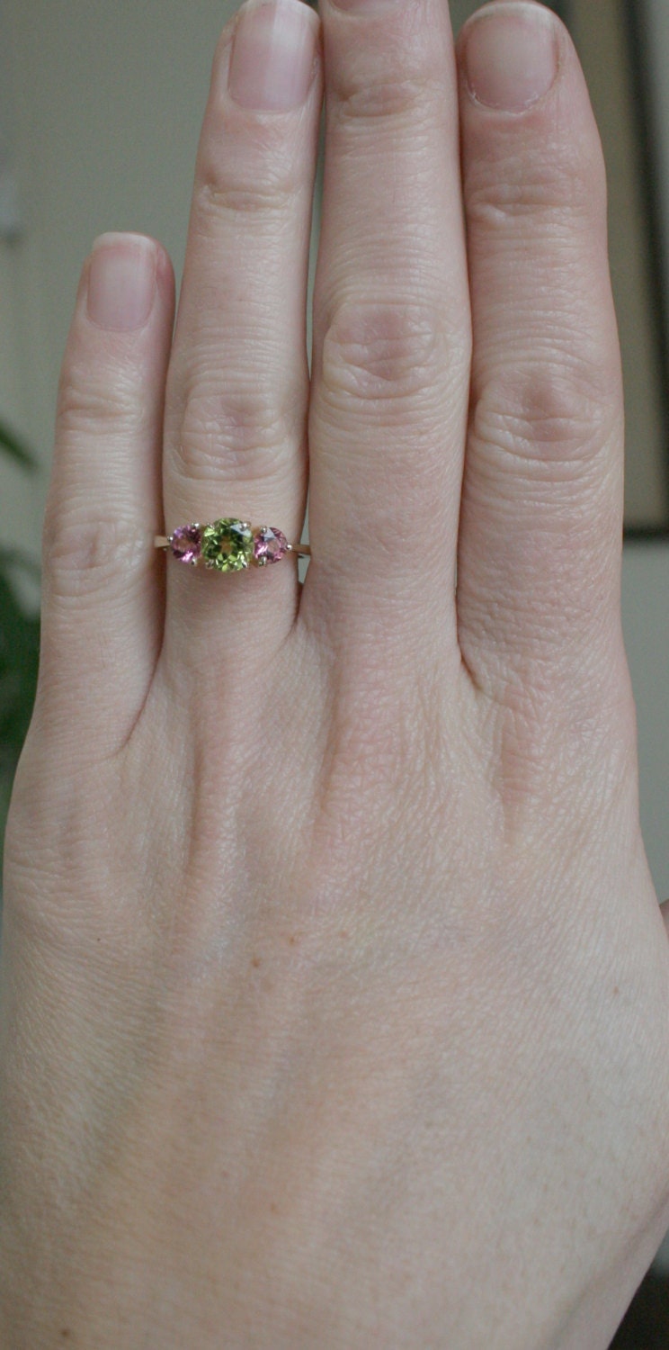 Vibrant Pastel Colors Classic Three Stone Engagement Ring With - Etsy
