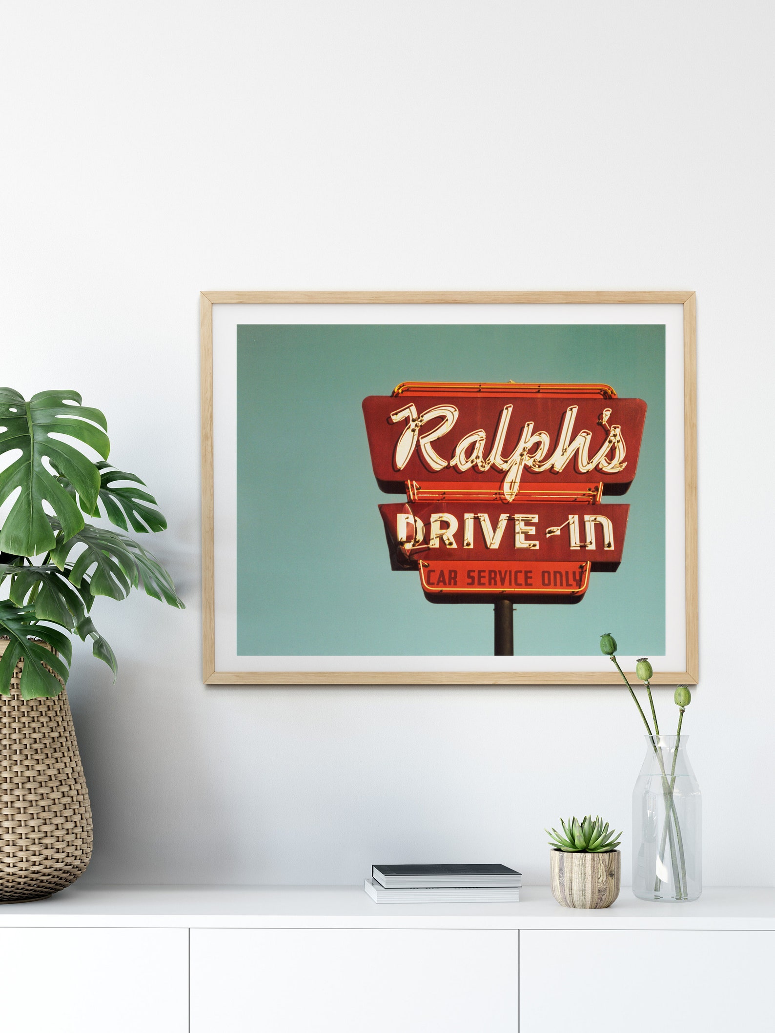Retro Drive-in Restaurant Sign Photography Art Print, Vintage ...