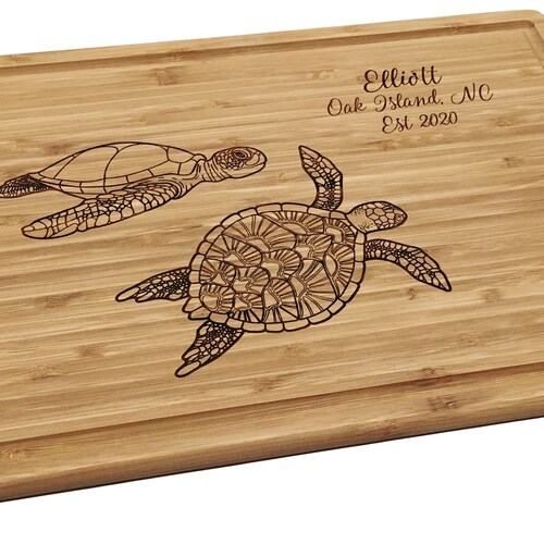 Sea Turtle Engraved Bamboo Cutting Board/serving Board - Etsy