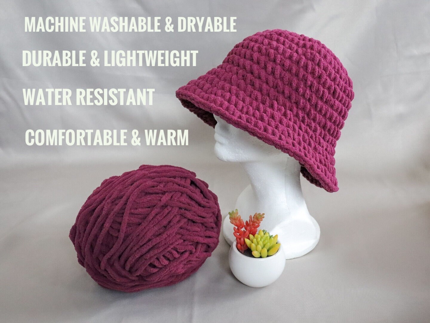 Custom Handmade Bucket Hat, Fuzzy Bucket Hat, Crochet Bucket Hat, Thick ...