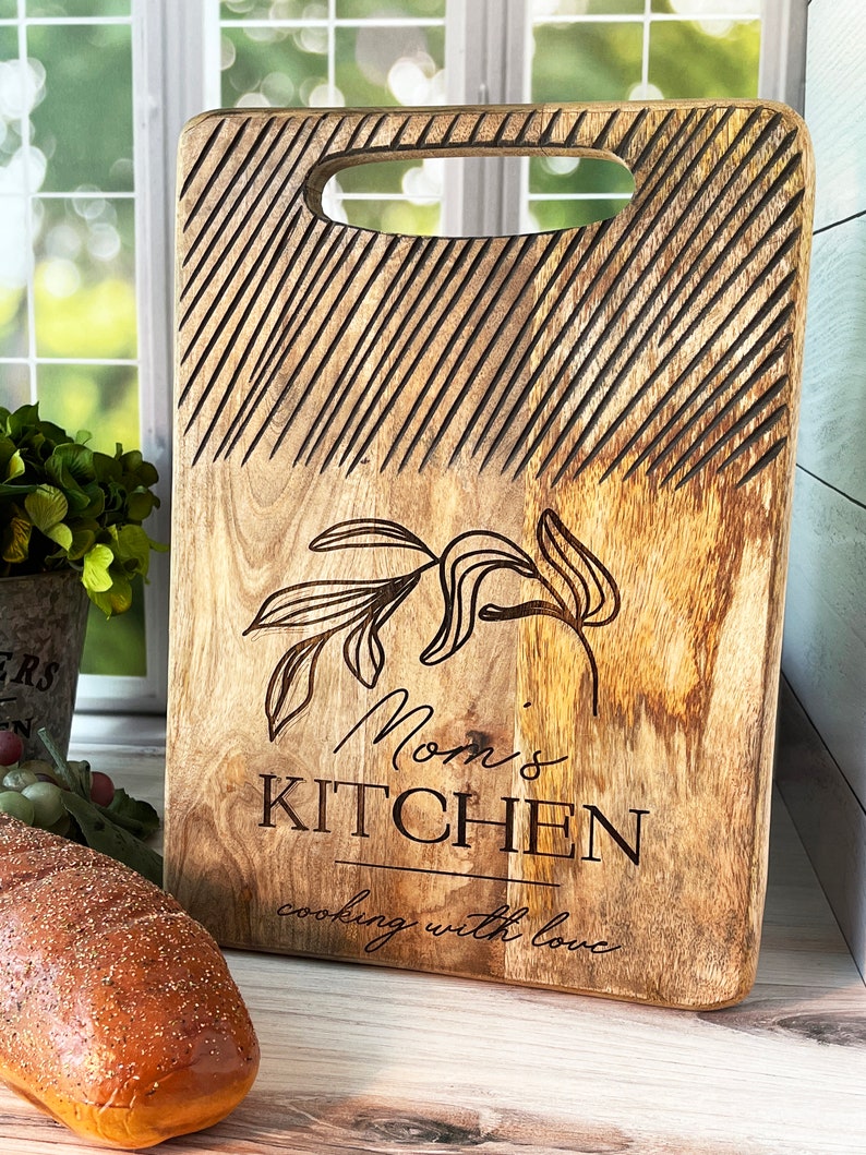 Mom's Kitchen, Engraved Cutting Board, Wood Cutting Board, Cheese Board ...