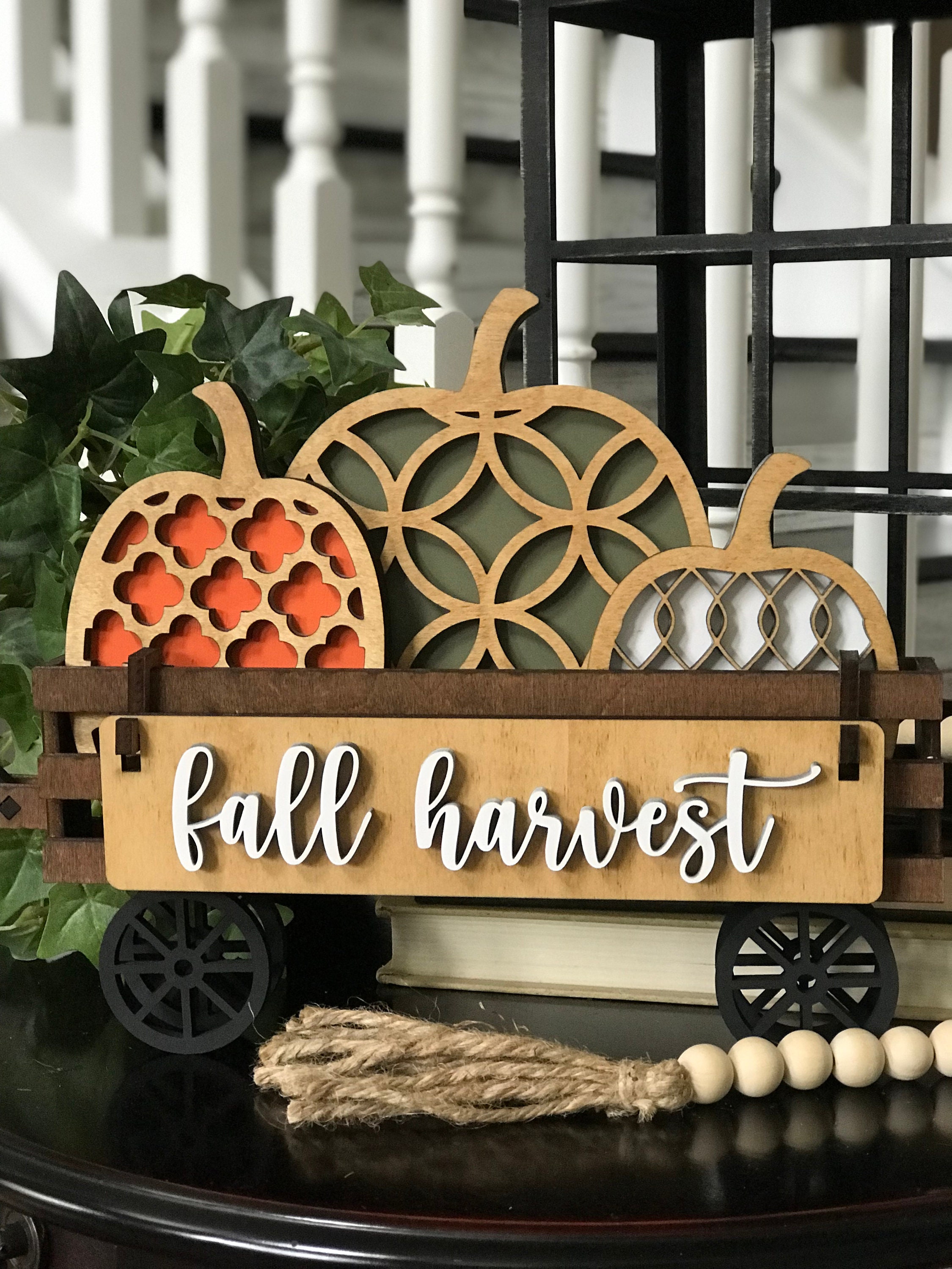 Fall Life - Pumpkins Interchangeable Shelf Sitter, Wood Wagon, Raised ...