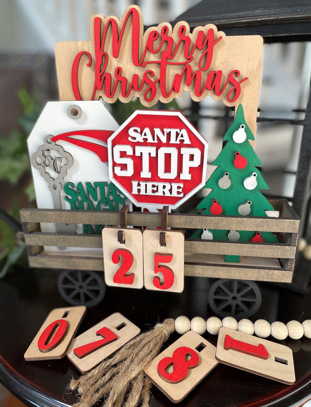 Santa Stop Here Christmas Countdown Interchangeable Shelf Sitter, Wood ...