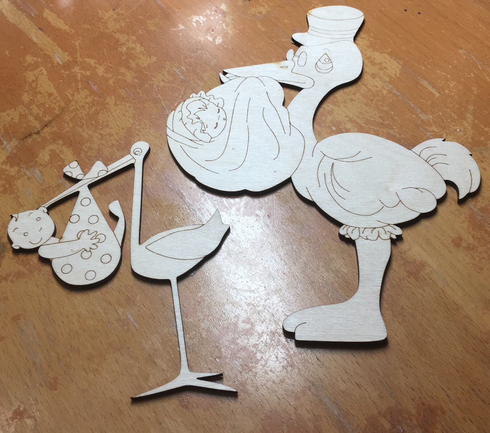 Storks Wood Cutouts Unfinished Cut Outs Wall Hanging - Etsy