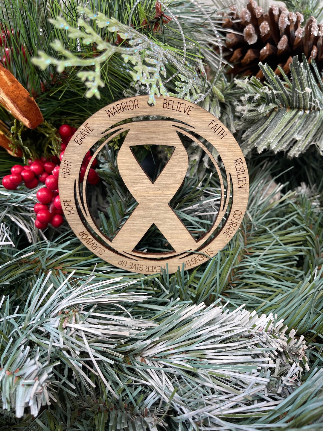 Wood Christmas Ornaments Cancer Patient Support, Cancer Survivor, Give ...