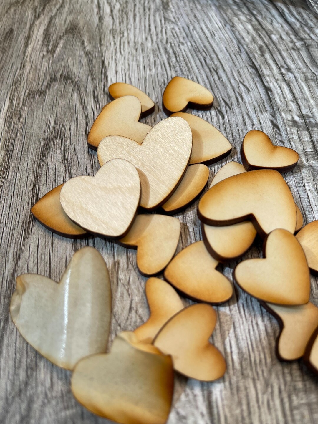 Wood Hearts, Lot of Small Wood Hearts, Hearts for Projects, Bag of All ...