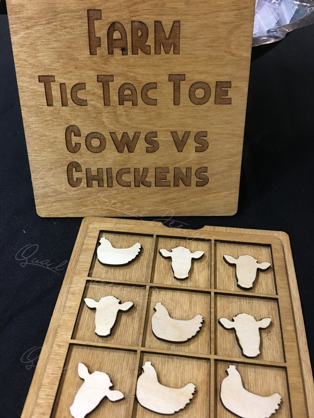 Handcrafted Wood Farm Tic Tac Toe Game - Cows VS Chickens - Classic ...
