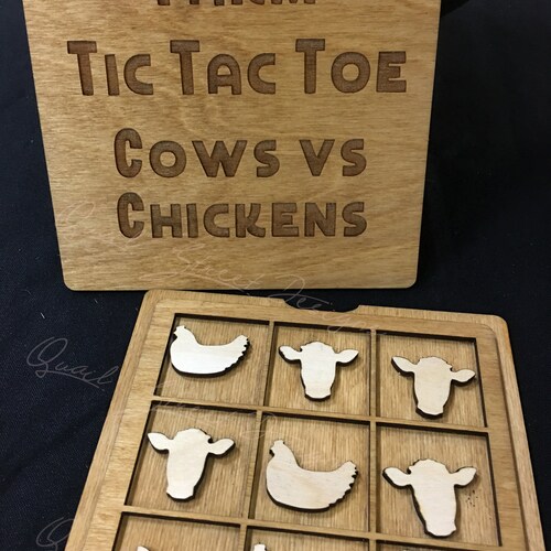 Handcrafted Wood Farm Tic Tac Toe Game Cows VS Chickens - Etsy