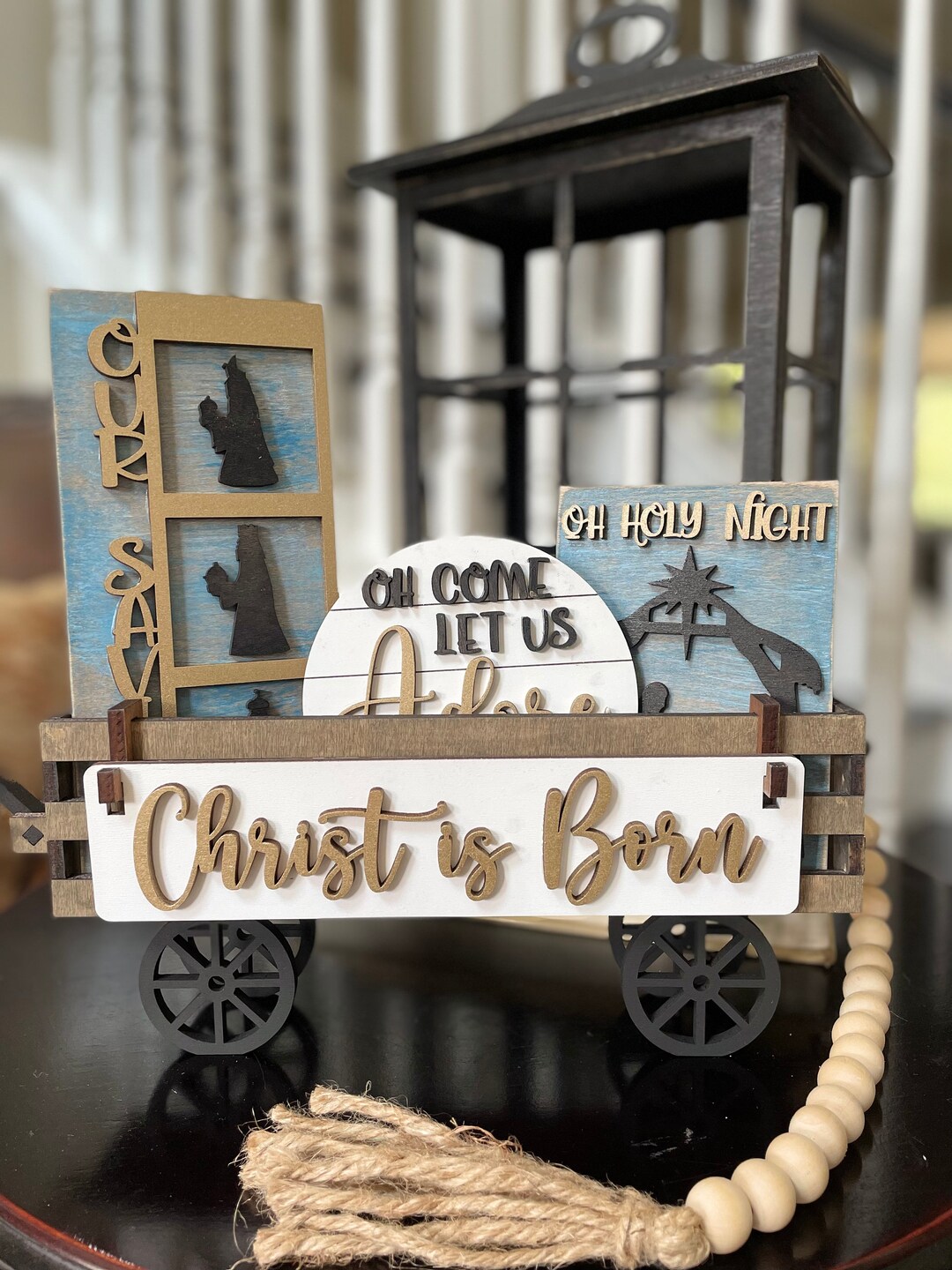 Christ is Born Nativity Interchangeable Shelf Sitter, Wood Wagon ...