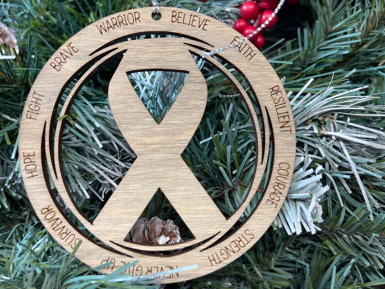Wood Christmas Ornaments Cancer Patient Support, Cancer Survivor, Give ...