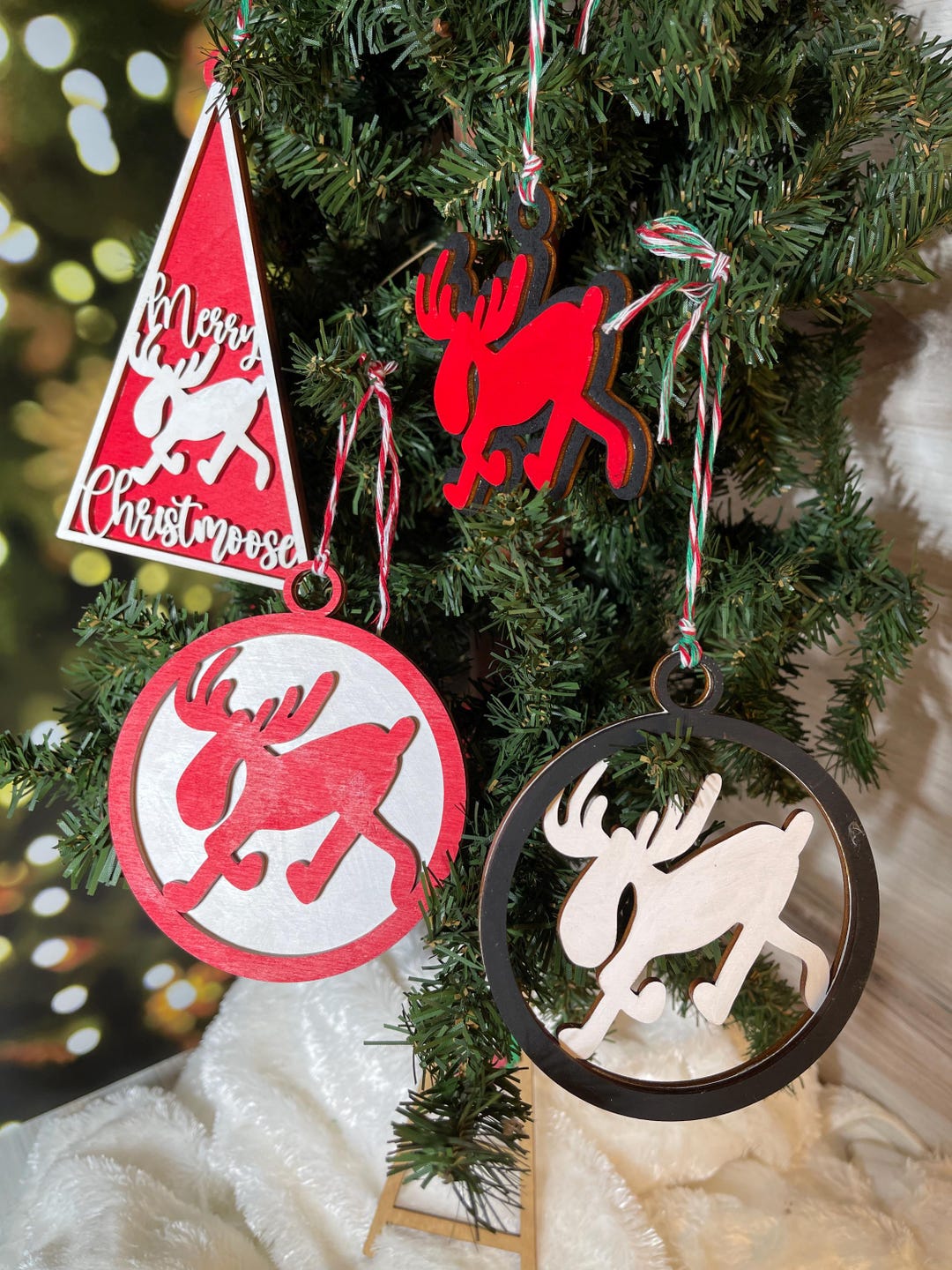 Moose Christmas Ornaments, Woodland Holiday, Merry Christmoose, Moose ...