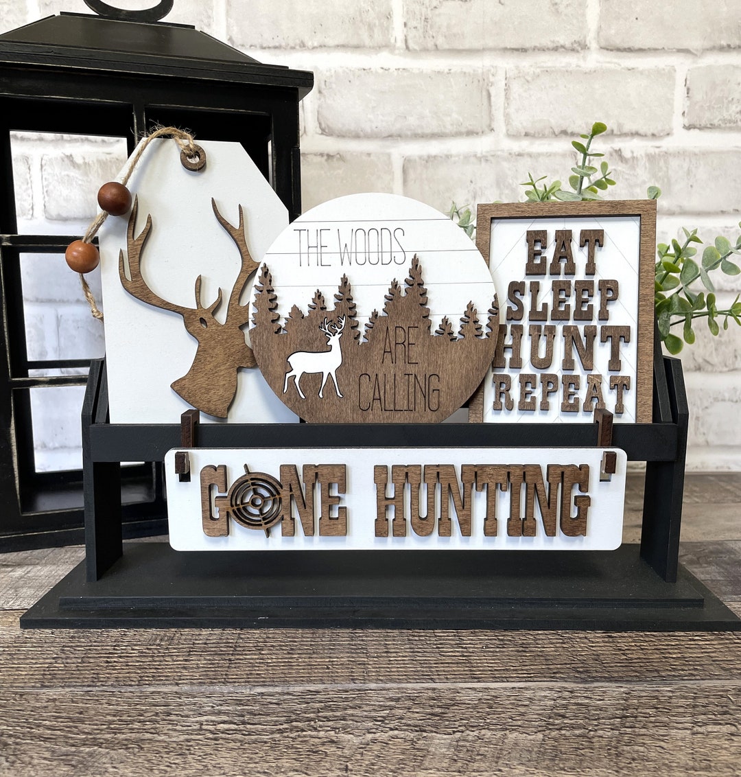 Gone Hunting Interchangeable Shelf Sitter, Wood Wagon, Raised Shelf ...