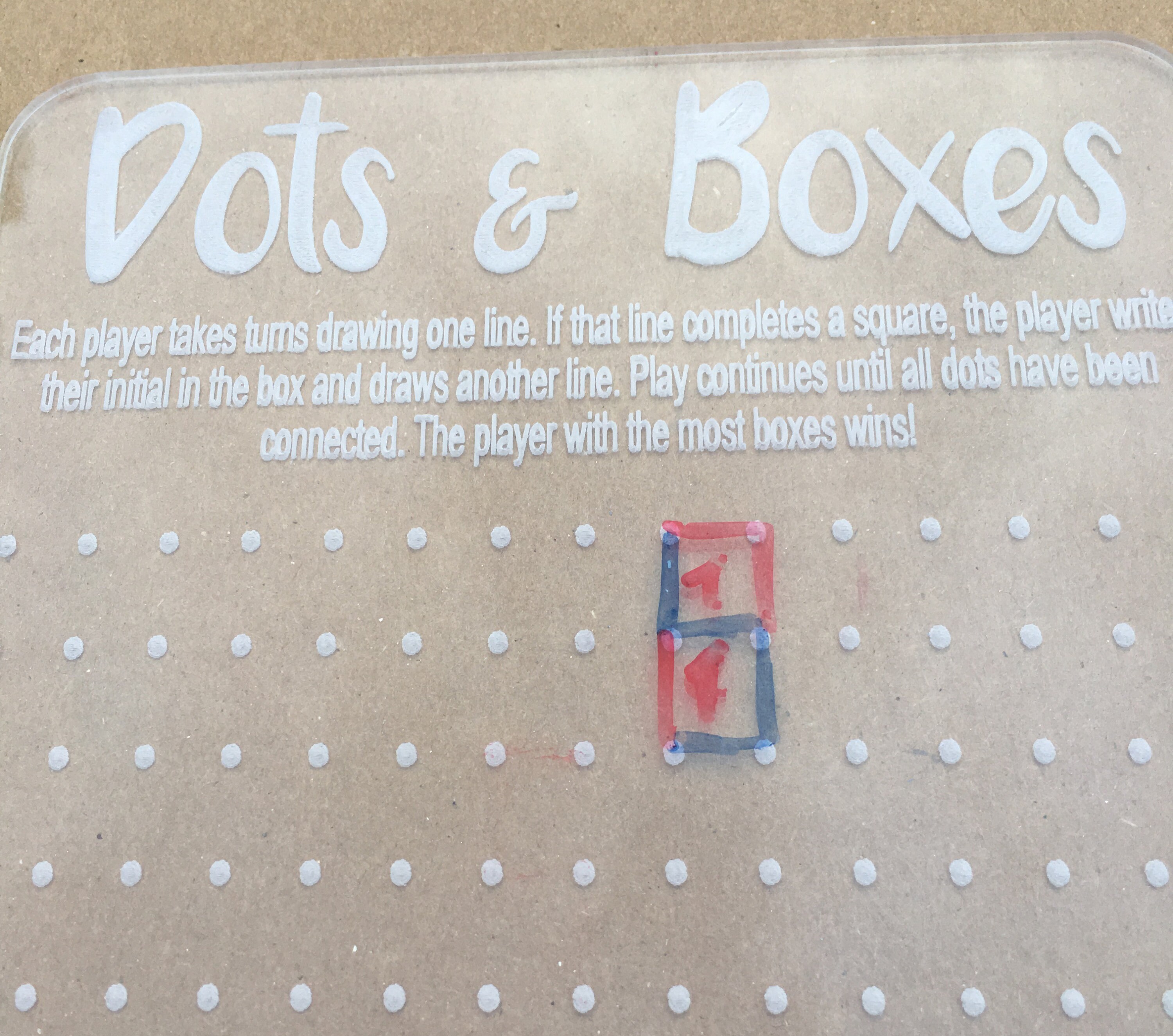Kids' Games: Dots & Boxes and Tic Tac Toe Acrylic Dry | Etsy