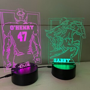 Personalized Sports Acrylic LED Light, Night Light, Gift for Teenager ...