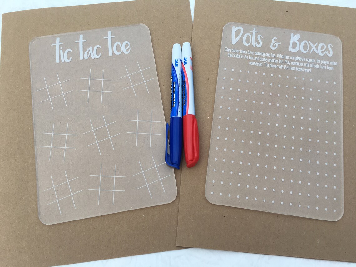 Kids' Games: Dots & Boxes and Tic Tac Toe - Acrylic Dry Erase Board ...