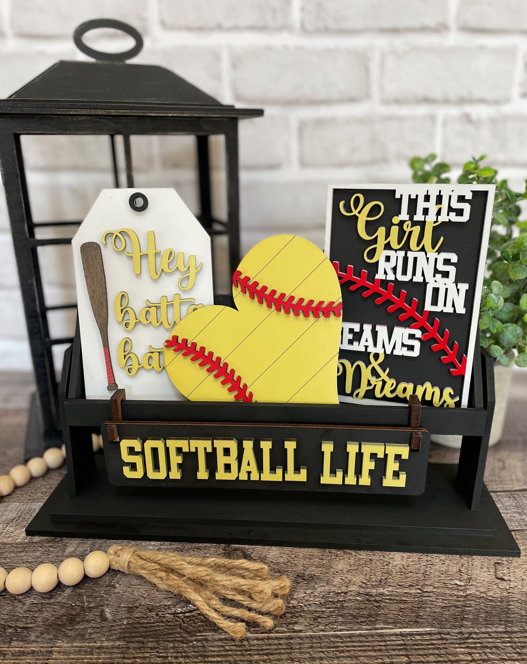 Softball Life Interchangeable Shelf Sitter, Wood Wagon, Raised Shelf ...