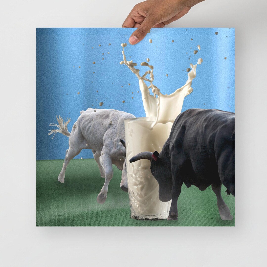 Milkshake Bulls Surreal Art Spilled Milk Poster - Etsy