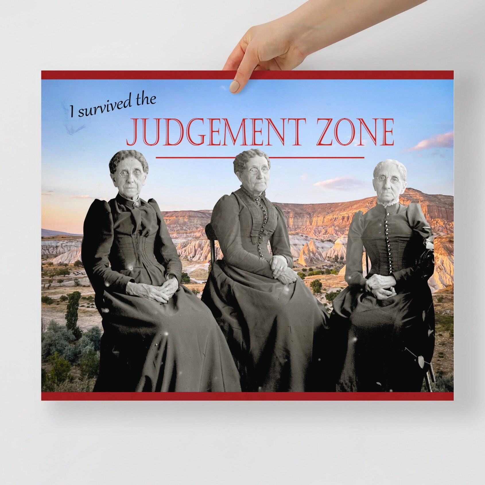 Judgement Zone Surreal Collage Art Print: A Humorous Depiction of Stern ...